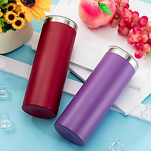 Skinny Tumblers Bulk 20 oz Stainless Steel with Lids and Straws Blank Slim Insulated Cup Double Layer Water Cups for Travel, DIY(Green, Yellow, Purple, Red,8 Pcs)