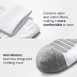 AKASO 2 Pairs Ultralight Running Socks, Crew Coolmax Cotton Athletic Sport Quarter Hiking & Running Socks for Men & Women(White L)