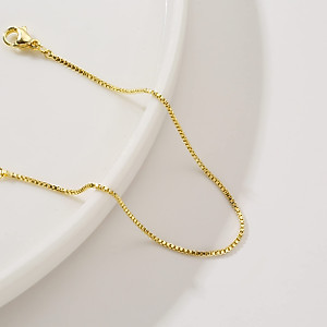 Tasiso Gold Bracelets for Women 14K Gold Box Chain Link Bracelet Simple Dainty Layering Gold Chain Bracelet Everyday Stackable Handmade Jewelry Gifts