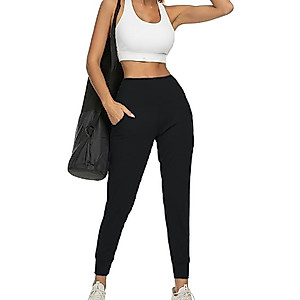 Rrosseyz Joggers Pants for Women-Quick Dry Sweatpants with Pockets for Travel Athletics Casual and Outdoor(Black,XL)