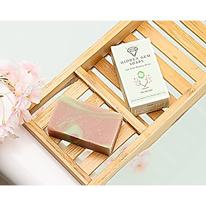 HIDDEN GEM SOAPS August Birthstone Peridot 3 Piece Gift Set All Natural Bar Soap, Bath Bomb, Shower Steamer Made in USA Palm Oil Free