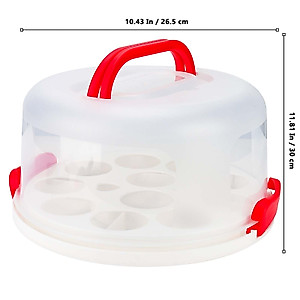 MUKLEI 10 Inch Round Cake Carrier with Handle, Cake Holder with Lid, Two Sided Base Cake Containers Portable Cake Carrier for Cake, Cupcakes, Muffins, Desserts