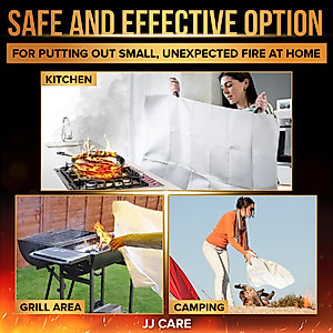 JJ CARE Fire Blanket – 5 Packs with Hooks and Gloves – Emergency Fire Blanket for Home & Kitchen, High Heat Resistant Fire Suppression Blankets for Home Safety, Kitchen, and Camping