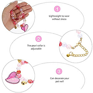 Heart Dog Necklace Collar Valentines Day Pet Pearls Neck Chain Adjustable Choker Wedding Collar Photo Prop Jewelry for Puppy Dog Cat Chihuahua Yorkie Rabbit Clothes Outfits Accessories M