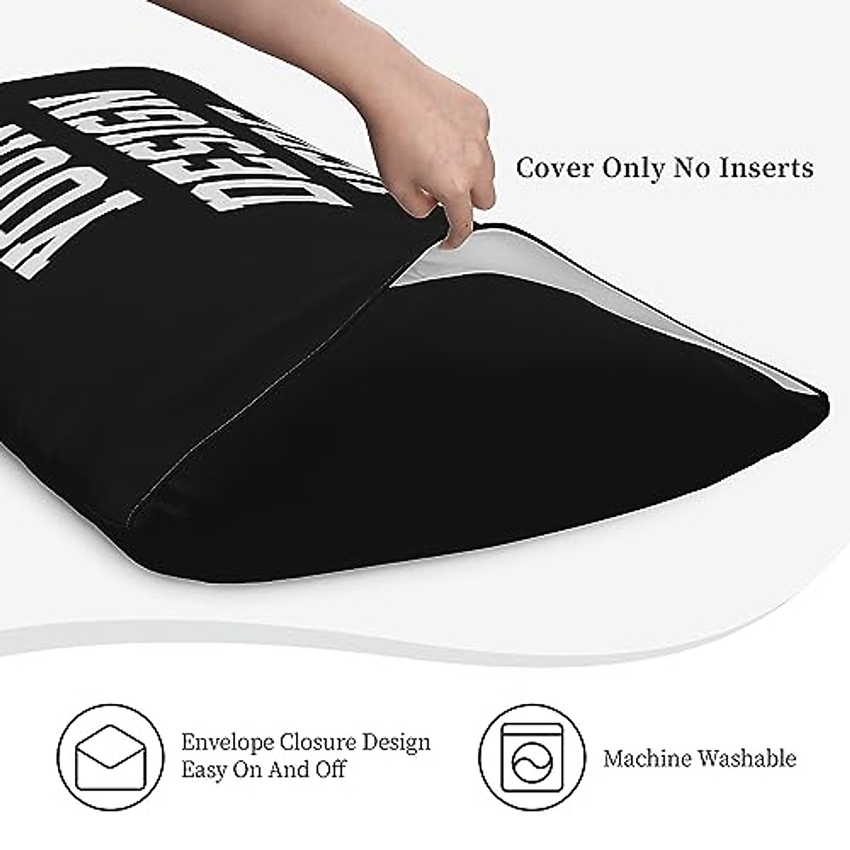 Custom Pillows with Picture Add Your Picture Logo Text Personalized Pillow with Photo Design Your Own Personalized Gifts Black 20x36In Pillow Case