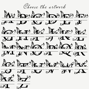 LifGif Butterfly Initial Split Monogram Personalized Tumbler 40 oz Laser Engraved, Insulated Cup with Handle, Lid and Straw, Gifts for Women, Personalized Valentines Day Birthday Gifts for Her