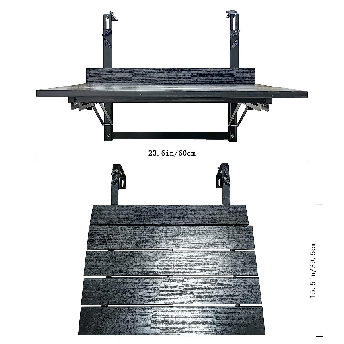 Generic Annurssy Foldable Balcony Railing Table, Rail Hanging Bar Table, Garden Baluster Patio Table(Black), Large