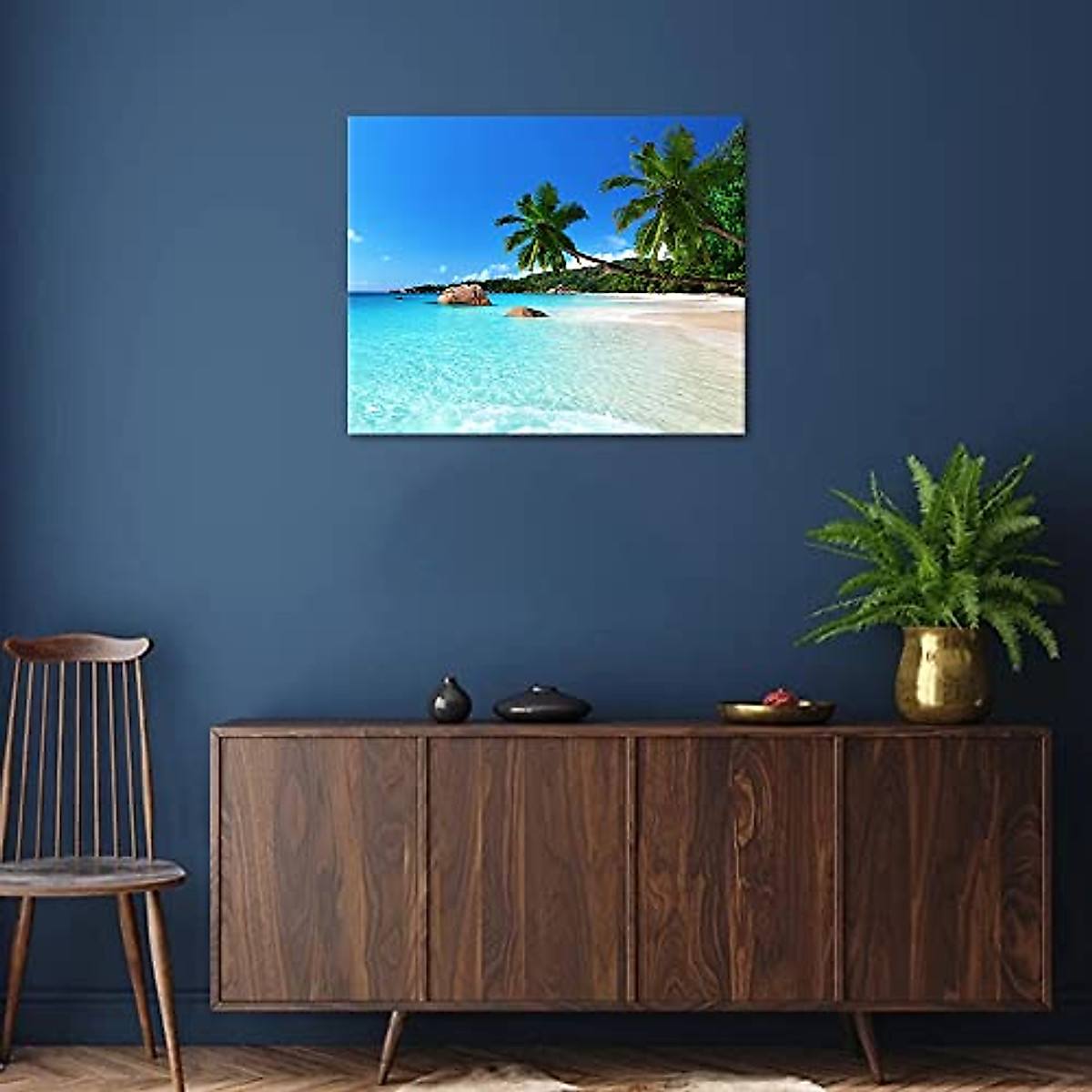 TISHIRON Seaside Beach Paint by Numbers for Adults Kids Adults Coconut Tree Seascape Painting DIY Paint by Number Paint by Numbers Kits Nordic Wall Decor 16"x20" (Without Frame)