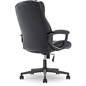 Serta Executive High Back Office Chair with Lumbar Support Ergonomic Upholstered Swivel Gaming Friendly Design, Bonded Leather, Black