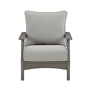 Signature Design by Ashley Outdoor Visola Patio HDPE Cushioned Lounge Chair, 2 Count, Gray