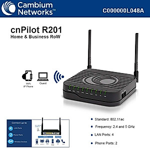 Cambium cnPilot Home & Business R201 Gigabit WLAN Router 802.11ac Dual Band 2.4 and 5GHz w/ATA Row