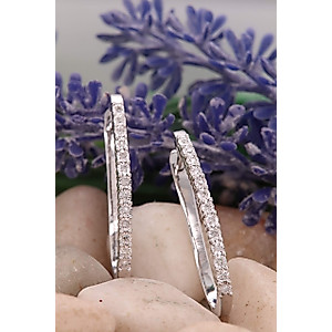 Dazzlingrock Collection 0.13 Carat (ctw) Round White Diamond Ladies Hoop Earrings, 10K White Gold
