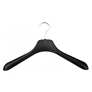 NAHANCO W007B Plastic Jacket Hangers, Concave, 17", Black (Pack of 24)