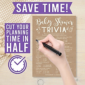 Hadley Designs Rustic Baby Shower Games Gender Neutral - 50 cards, Two 25-game sets, 4 Games Double Sided, Baby Prediction And Advice Cards, Baby Trivia, True Or False Baby Game, Gender Reveal Games