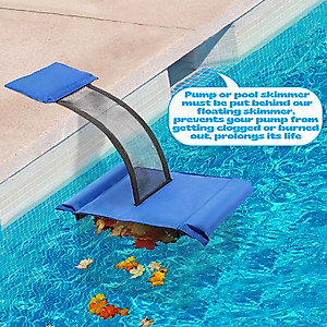 Weewooday Swimming Pool Net Leaf Liberate Hands Skimmer with Animal Saving Escape Ramp, Heavy Duty Pool Leaf Fine Mesh Cleaning Net Skimmer, Rescue Pool Critter Saver Floating Ramp (Light Blue)