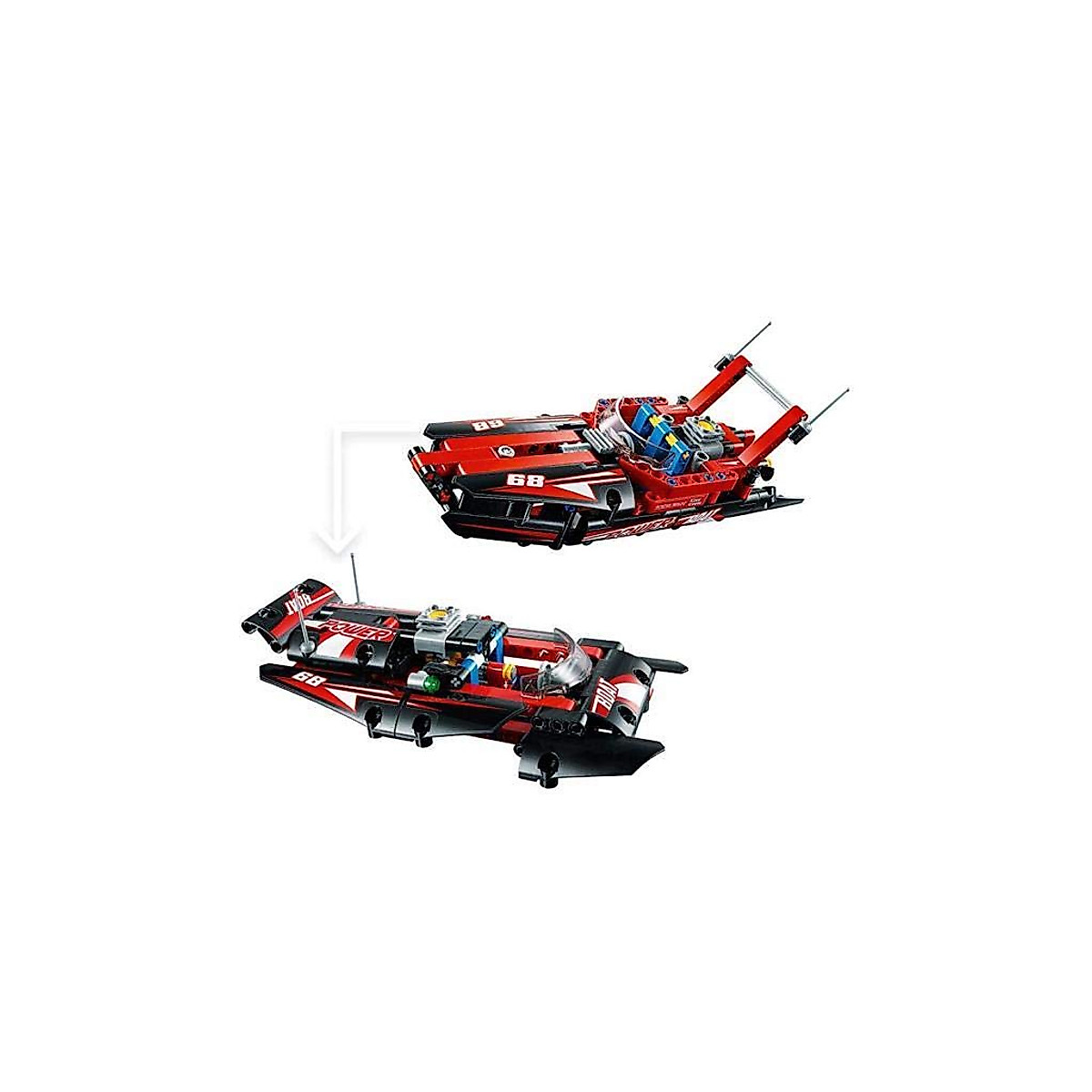 Power Boat Replica Building Set, 2 in 1 Model, Hydroplane Speedboat, Toy Boat Kits for Kids