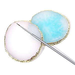 BETURY Resin Nail Art Palette, Nail Art Painting Mixed Color Palette Gold Edge Nail Gel Color Makeup Display Board (2#Pink)