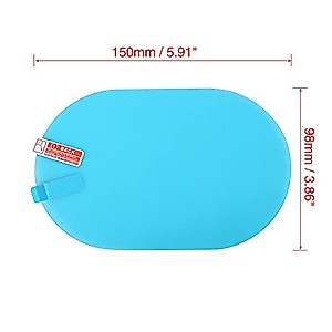 X AUTOHAUX 2pcs Oval Car Rearview Mirror Nano Film Anti Rain Waterproof Side Window Clear Protective Sticker 150mm x 98mm