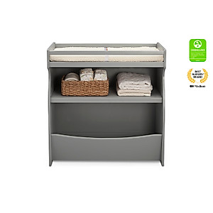 Delta Children 2-in-1 Changing Table and Storage Unit with Changing Pad, Grey