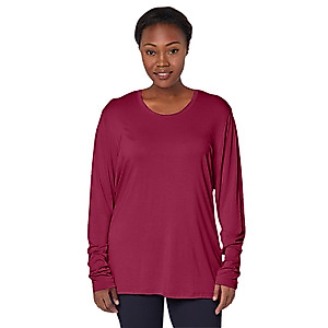 Cherokee Women's Long Sleeve Knit Shirt, Wine, Small