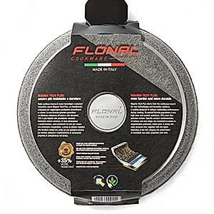 FLONAL Dura Induction Frying Pan Stone Effect Aluminum, 11.08-inches, Clear