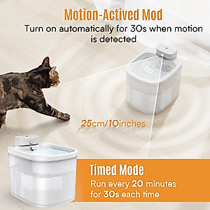 MEGADOO Wireless cat Fountain, Battery Driven Automatic Fountain with Motion Sensor, 74oz/2.2L Ultra Quiet cat Fountain Basin, with 3 Large Filters, Suitable for Cats, Dogs, and Multiple Pets