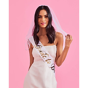 xo, Fetti Bachelorette Party Sash + Veil - Bride To Be | Bachelorette Party Decorations Kit - Sash for Bride | Bridal Shower Gift Supplies