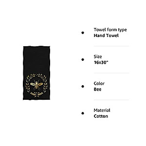 Naanle Stylish Golden Bee Insect Pattern Soft Highly Absorbent Large Decorative Hand Towels Multipurpose for Bathroom, Hotel, Gym and Spa (16 x 30 Inches,Black)