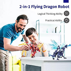 YEIBOBO ! 2-in-1 Flying Dragon Robot Transforming Toys (Blue Freeze Devil)