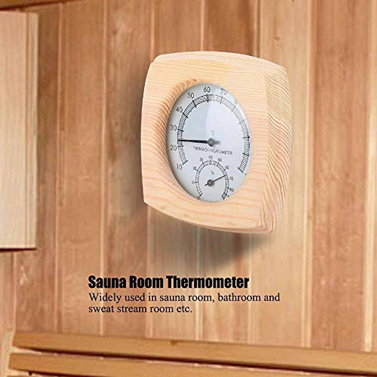 Wood Sauna Thermometer, Sauna Room Hygrometer Thermometer Digital Sauna Temperature Meter Humidity Meter Used in Sauna Room, Bathroom, Sweat Stream Room etc