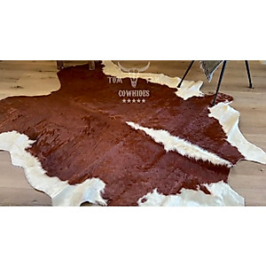 Cowhides Rug 7x6.5 Hereford Natural Leather