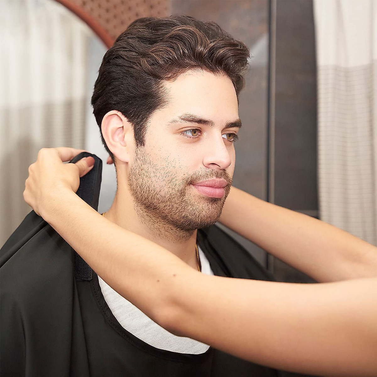 Equinox International Beard Bib Apron Beard Catcher for Shaving and Trimming, Waterproof Non-Stick Beard Apron and Beard Hair Catcher for Men - Beard Cape with 2 Suction Cups and Hook Accessories