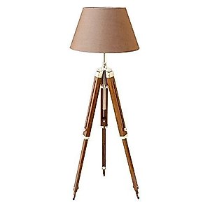 Vintage Armour Store Classical Designer Marine Tripod Floor Lamp Retro Vintage Wooden Tripod Lamp