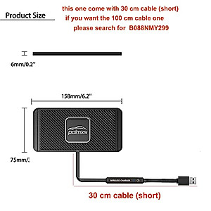 Wireless Charger,POLMXS Wireless car Charger Charging pad 10w Non Slip qi Charger pad Fast Wireless Phone Charger for car Cell phoneWireless Charging mat galaxy21/20 Note10 S9S10S8 (30cm Cable)(C2Y)