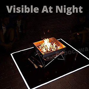 Bobocawa Fire Pit Mat for Deck - Fire Mat fpr Fire Pit Ember Mat for Under Fire Pit for Deck & Grass Outdoor Visible at Night 39 x 39 Inches Square Protector