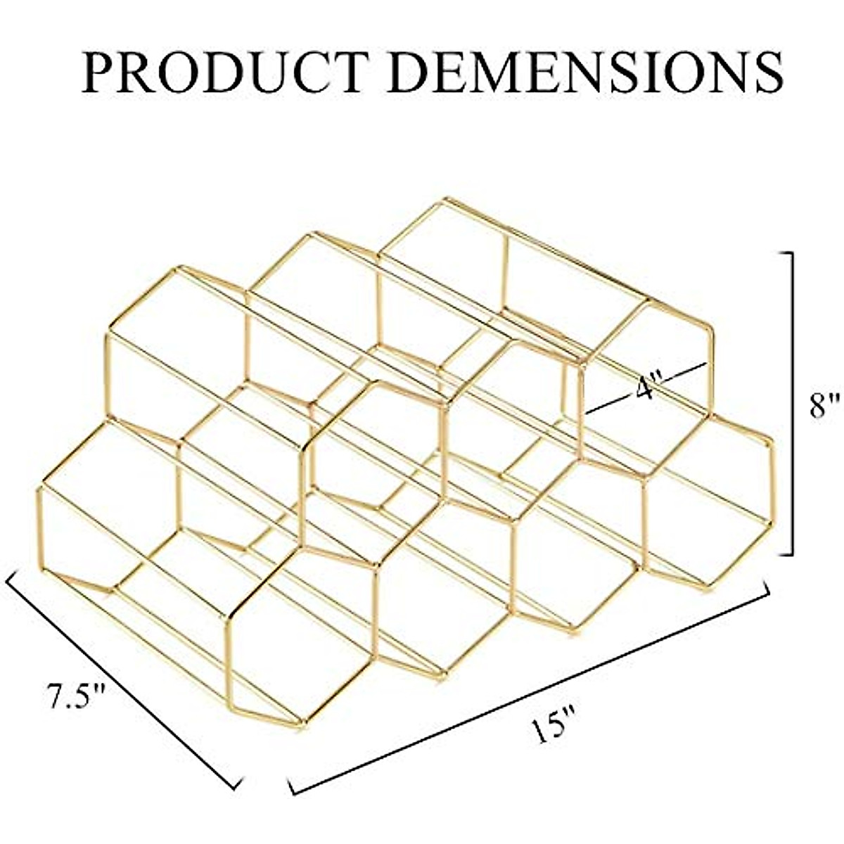 Tapbull Gold Metal Wine Rack Freestanding, Tabletop Wine Rack Holder, Countertop Wine Bottle Holder (Gold)