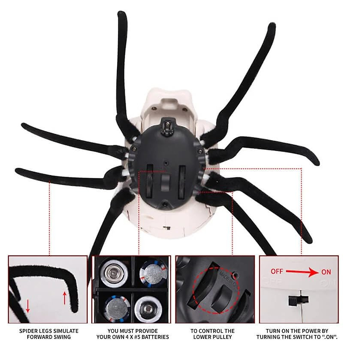2023 Latest Halloween Skeleton Decor Remote Control Toy,Skull Tarantula Realistic Animal Toy, Spooky RC Spider Prank with Light Up Eyes, Great Hallowee Toy for Kids