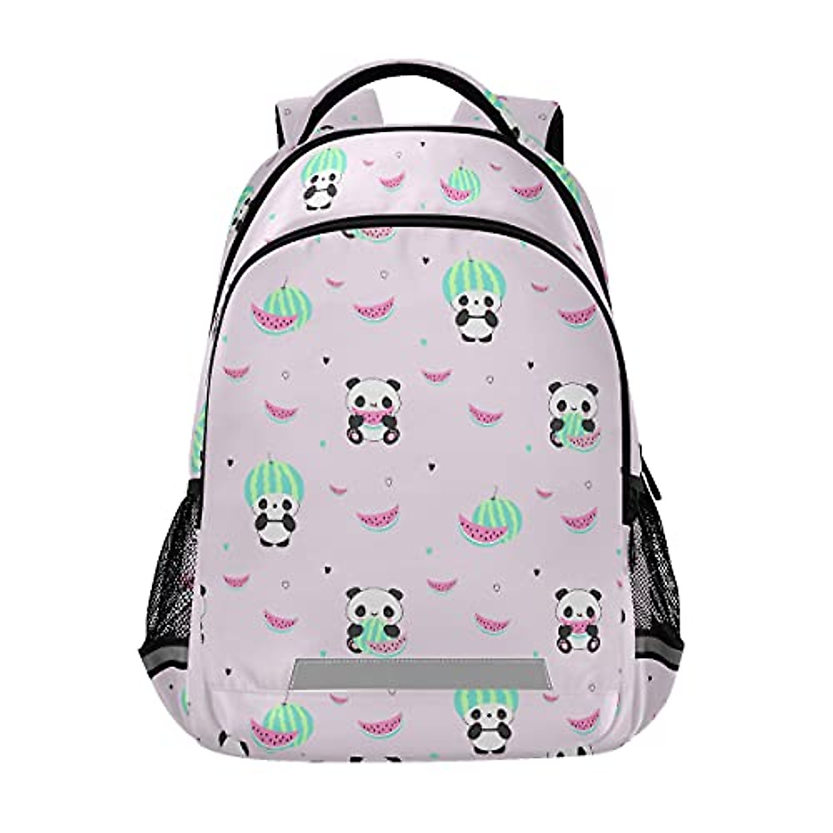 MNSRUU School Backpack with Chest Strap, Cartoon Animal Cute Panda With Watermelon Laptop Backpack, Travel Hiking Backpack for Boys Girls, Rucksack, Knapsack