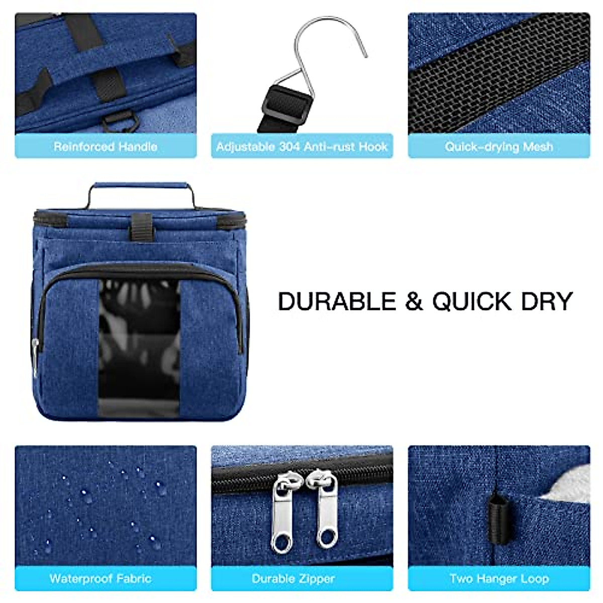 Bukere Portable Shower Caddy College Dorm Room Essential, Shower Caddy Tote Bag for Student, Girl, Women, Men, Separate Compartment, Large Capacity, Quick Dry Mesh Base for Travel, Gym, Camp