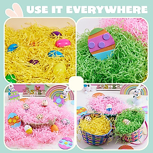 JOYIN 680 g (24 oz.) Tricolor Easter Grass is Pastel Colors (Pink, Yellow and Green) Easter Eggs Hunt, Easter Basket Stuffers/Fillers, Easter Party Favor, Easter Decor