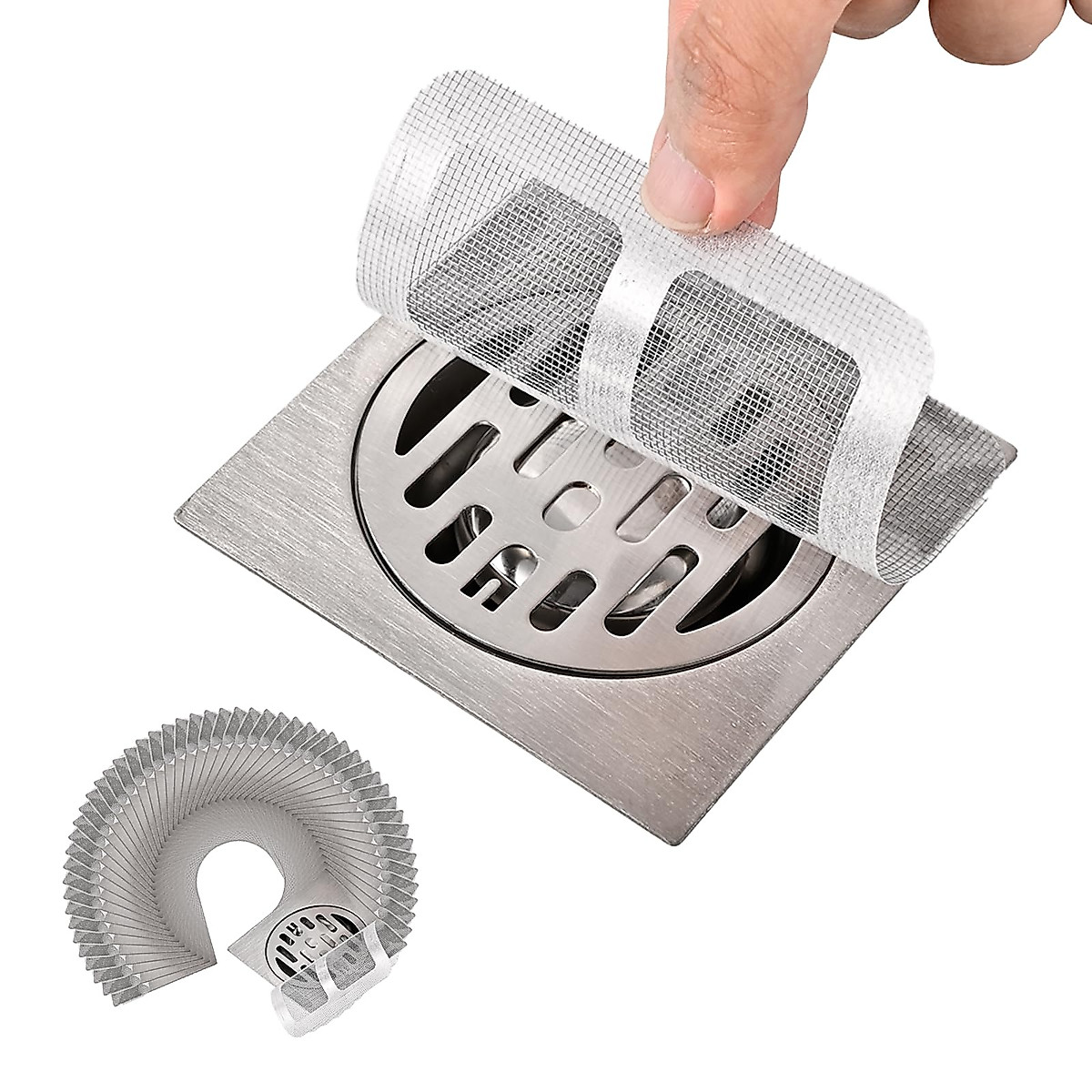 RITDVNI 50Pcs Disposable Floor Drain Sticker, Shower Drain Hair Catcher, Hair Drain Catcher, Easy to Install, Suit Sewer Filter Screen, Bathroom, Bathtub, Kitchen, Sink Floor Stickers