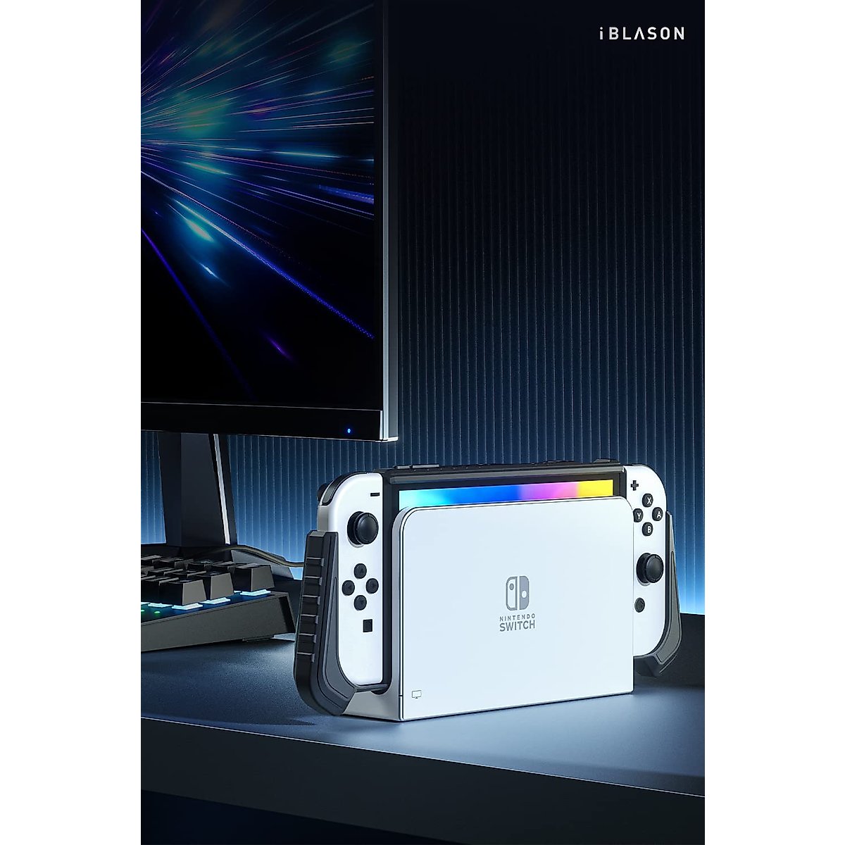 i-Blason Armorbox for Nintendo Switch OLED Case 2021 Dockable Comfortable Grip Protective Anti-Scratch Case Compatible with Nintendo Switch OLED Model and Joy-Con Controller (White)