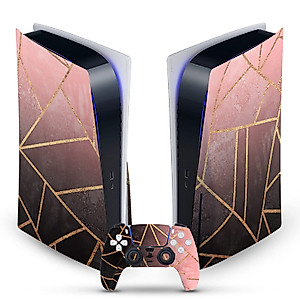 Pink and Black Art Mix Matte Vinyl Faceplate Sticker Gaming Skin Case Cover Compatible with Sony Playstation 5 PS5 Disc Edition Console & DualSense Controller