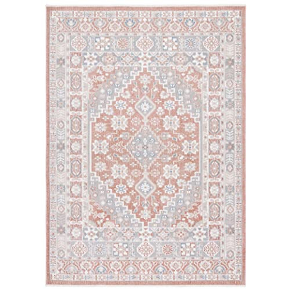SAFAVIEH Blair Collection Area Rug - 9' x 12', Rose & Grey, Oriental Design, Non-Shedding Machine Washable & Slip Resistant Ideal for High Traffic Areas in Living Room, Bedroom (BLR206U)