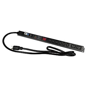 Metered-Breaker-Surge Protection PDU, 240V, L6-30P, 30A, 7200watts, (6) C13 & (2) C19 Outlets, Crypto Mining PDU, Data Centre PDU, ASIC/RIGS PDU