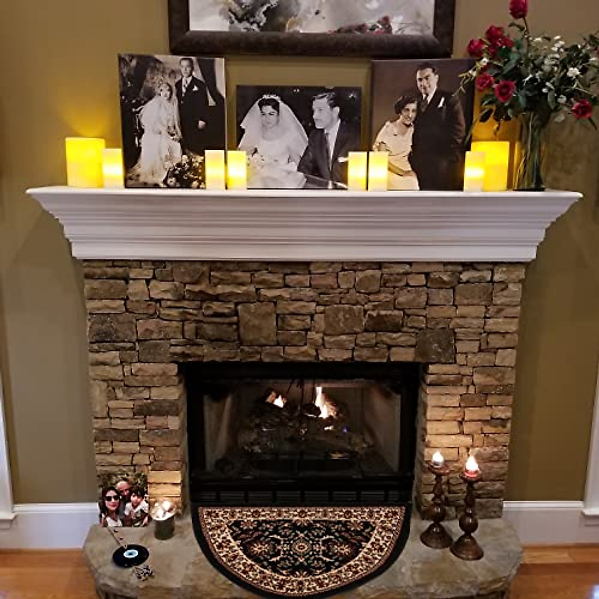 Great American Distributors Hearth Slice Fireplace Rug - Log Cabin Decor, Kitchen Carpet, Accent Rug, Fire Resistant Mat, Traditional Designs, 2'2" x 3'3" (Cream/Black)