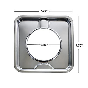 KITCHEN BASICS 101 Made in the USA SGP-400 4 Pack Chrome Square Gas Range Drip Pan Directly Replaces 786333, AP6011553, PS11744751, WP786333
