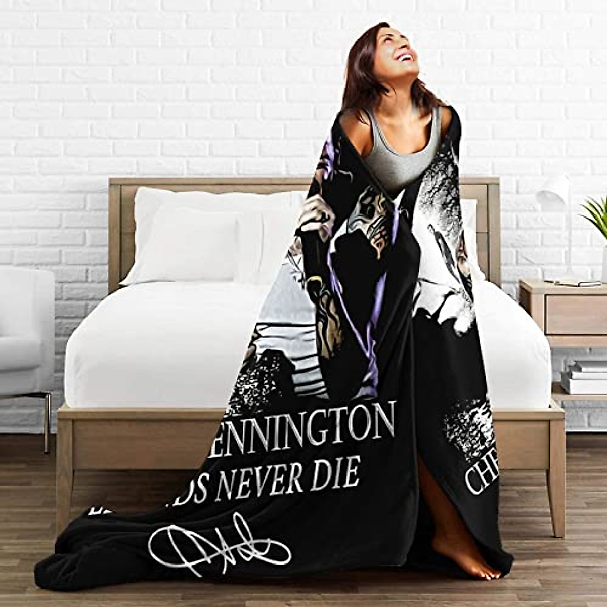 Chester Bennington Blanket Flannel Super Soft Fleece Lightweight Throw Blanket for Bed Couch Sofa Bedroom Warm Blanket 60"X50"