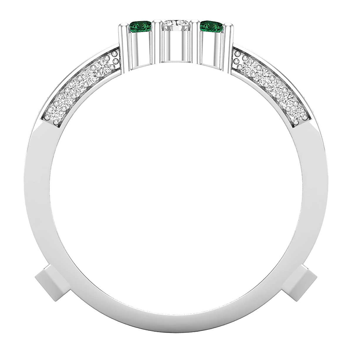 Dazzlingrock Collection Round Emerald and White Diamond Enhancer Double Wrap Guard Anniversary Band Ring for Women in 925 Sterling Silver, Size 6.5