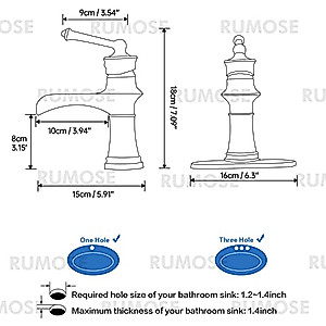RUMOSE Bathroom Faucets for Sink 1 Hole & 3 Hole Oil Rubbed Bronze Bathroom Sink Faucets & Parts Waterfall Single Handle Bathroom Faucets Vanity Faucet RV Bathroom Brass Basin Faucet